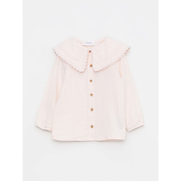 Bebe Yaka Uzun Kollu Pamuklu Kız Bebek Bluz