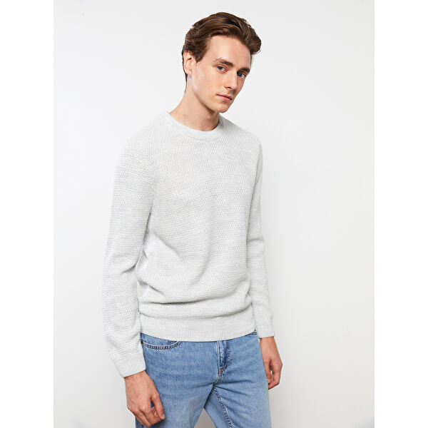 Bisiklet Yaka Uzun Kollu Erkek Triko Kazak