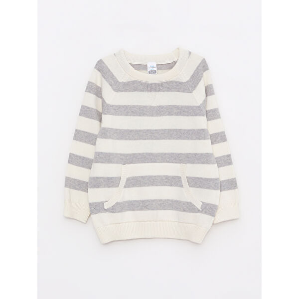 Bisiklet Yaka Uzun Kollu Çizgili Erkek Bebek Triko Kazak