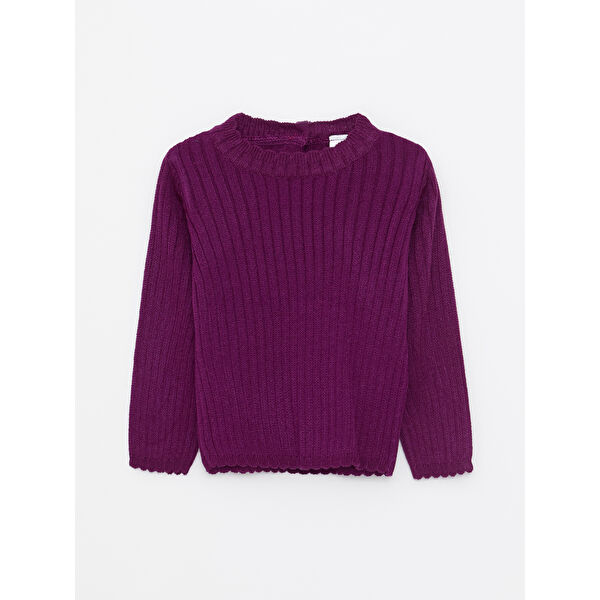 Bisiklet Yaka Uzun Kollu Kız Bebek Triko Kazak