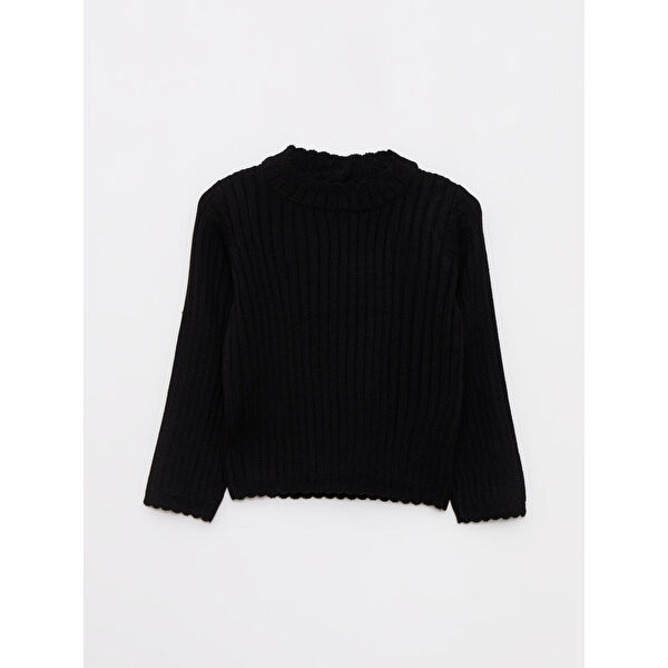 Bisiklet Yaka Uzun Kollu Kız Bebek Triko Kazak