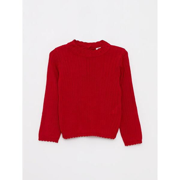 Bisiklet Yaka Uzun Kollu Kız Bebek Triko Kazak