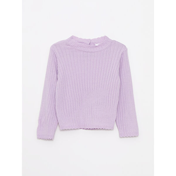 Bisiklet Yaka Uzun Kollu Kız Bebek Triko Kazak