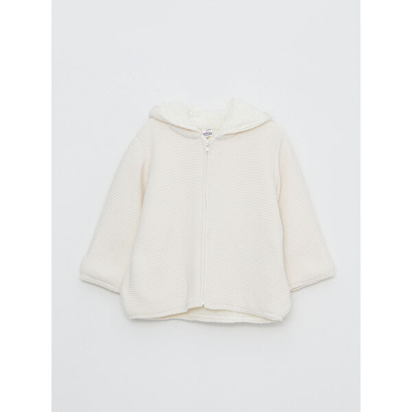 Kapüşonlu Uzun Kollu Basic Kız Bebek Triko Hırka Kapüşonlu Uzun Kollu Basic Kız Bebek Triko Hırka