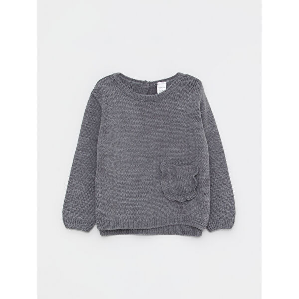 Bisiklet Yaka Uzun Kol Basic Kız Bebek Triko Kazak