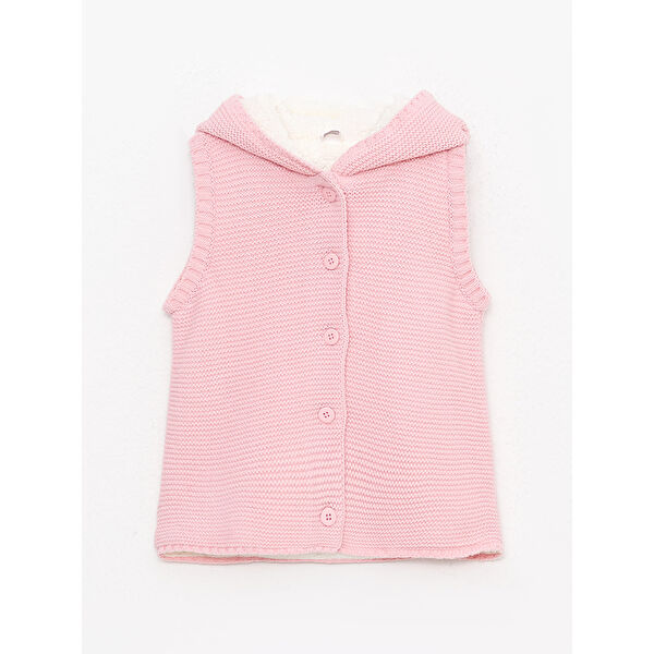 Kapüşonlu Kız Bebek Triko Yelek