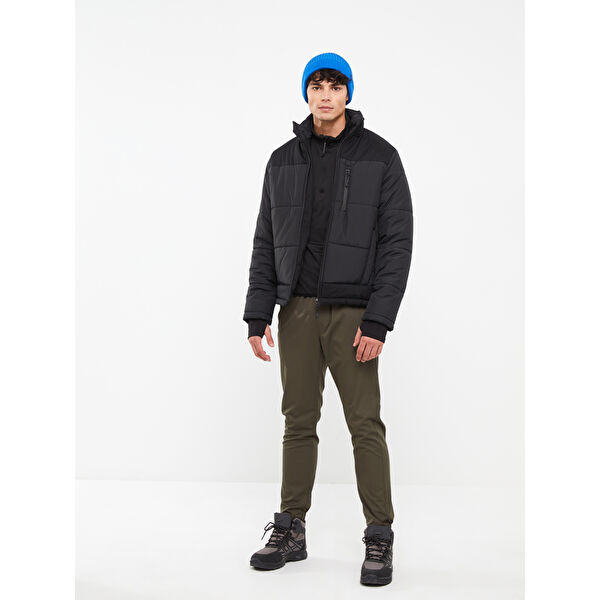 Standart Kalıp Dik Yaka Erkek Şişme Mont