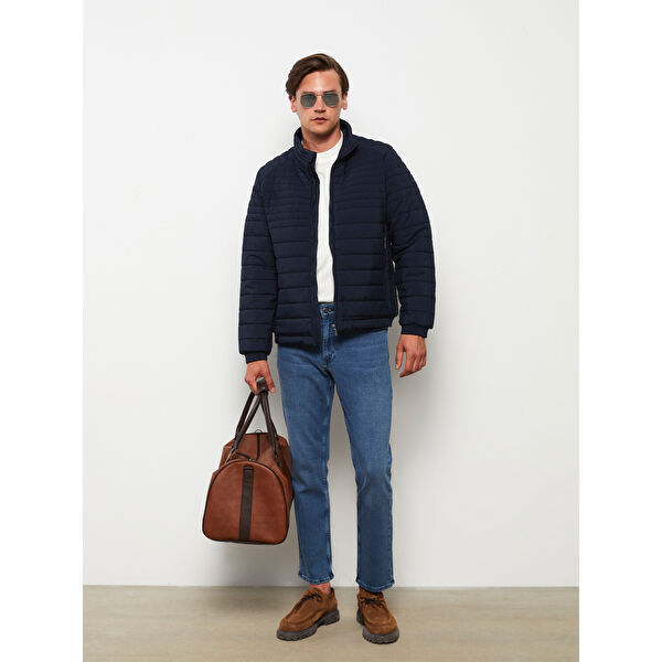 Standart Kalıp Dik Yaka Erkek Şişme Mont