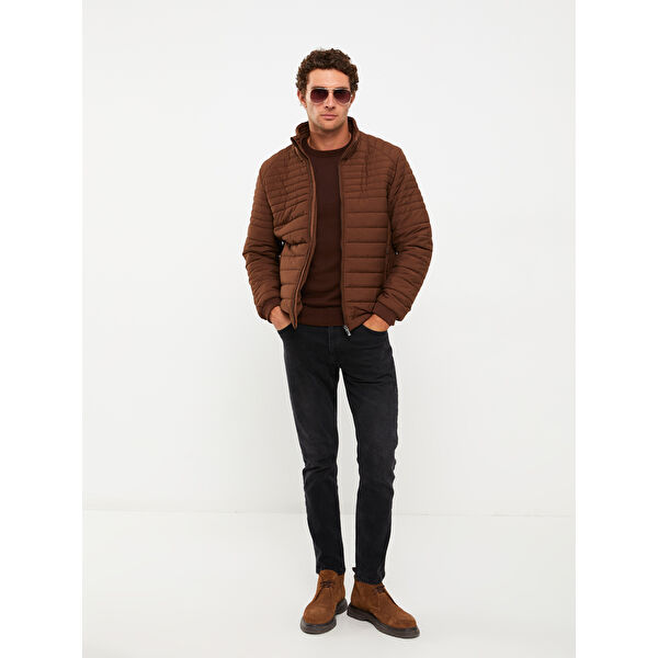 Standart Kalıp Dik Yaka Erkek Şişme Mont