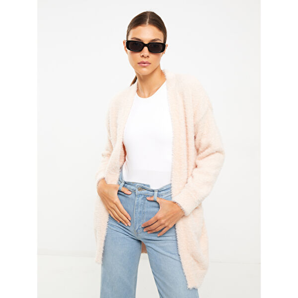 Şal Yaka Düz Uzun Kollu Kadın Hırka