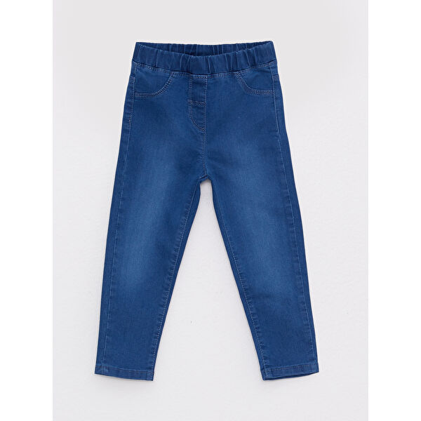 Beli Lastikli Basic Kız Bebek Jean Pantolon