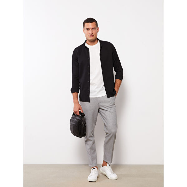 Slim Fit Uzun Kollu Armürlü Erkek Gömlek