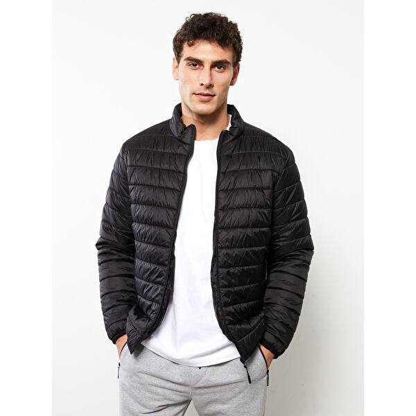 Standart Kalıp Dik Yaka Erkek Şişme Mont