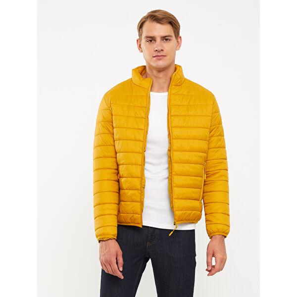 Standart Kalıp Dik Yaka Erkek Şişme Mont