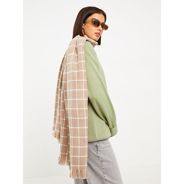 Saçaklı Ekose Desenli Kadın Atkı Saçaklı Ekose Desenli Kadın Atkı