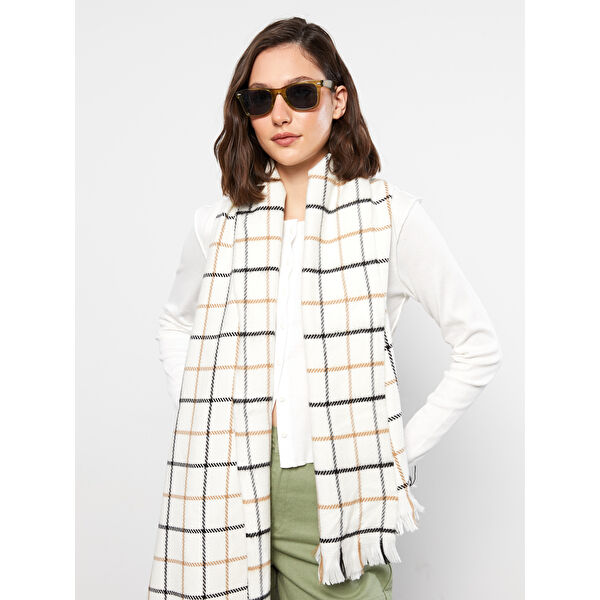 Saçaklı Ekose Desenli Kadın Atkı Saçaklı Ekose Desenli Kadın Atkı