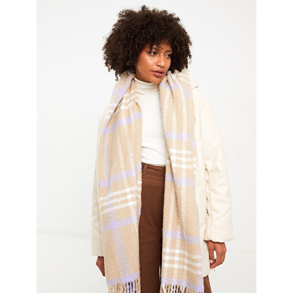 Saçaklı Ekose Desenli Kadın Atkı Saçaklı Ekose Desenli Kadın Atkı