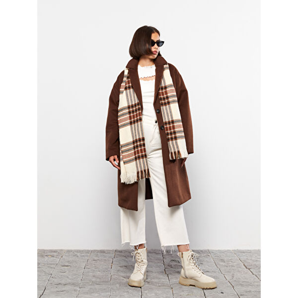 Saçaklı Ekose Desenli Kadın Atkı Saçaklı Ekose Desenli Kadın Atkı