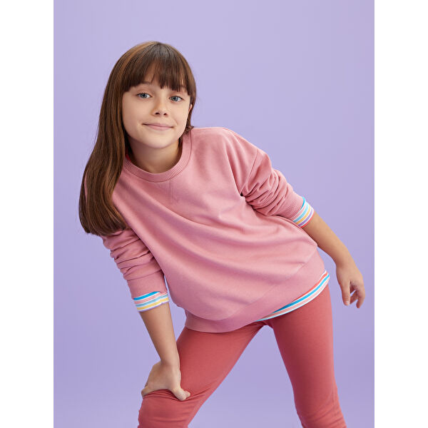 Bisiklet Yaka Basic Uzun Kollu Kız Çocuk Sweatshirt