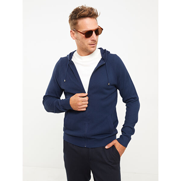 Slim Fit Kapüşonlu Erkek Triko Hırka Slim Fit Kapüşonlu Erkek Triko Hırka