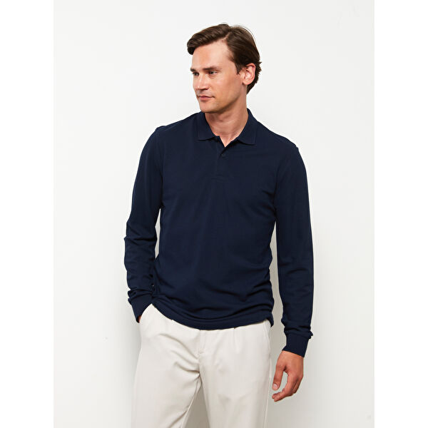 Polo Yaka Uzun Kollu Pike Erkek Tişört