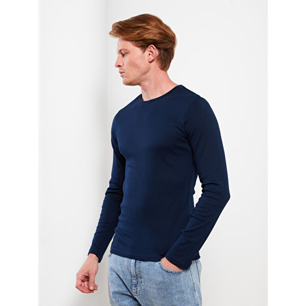 Bisiklet Yaka Uzun Kollu Penye Erkek Tişört