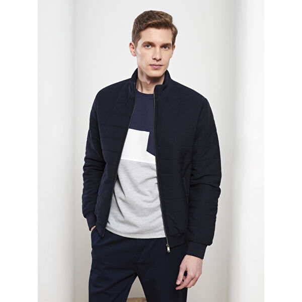 Slim Fit Dik Yaka Uzun Kollu Erkek Spor Hırka