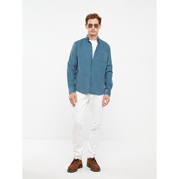 Regular Fit Uzun Kollu Kadife Erkek Gömlek