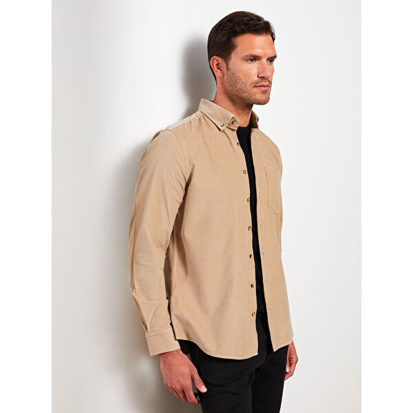 Regular Fit Uzun Kollu Kadife Erkek Gömlek