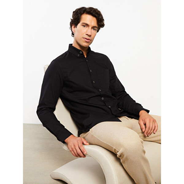 Regular Fit Uzun Kollu Oxford Erkek Gömlek