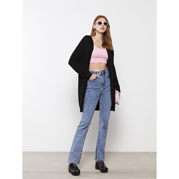 Kapüşonlu Düz Uzun Kollu Cep Detaylı Kadın Triko Hırka Kapüşonlu Düz Uzun Kollu Cep Detaylı Kadın Triko Hırka