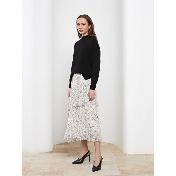 Yarım Balıkçı Yaka Düz Uzun Kollu Kadın Triko Tunik