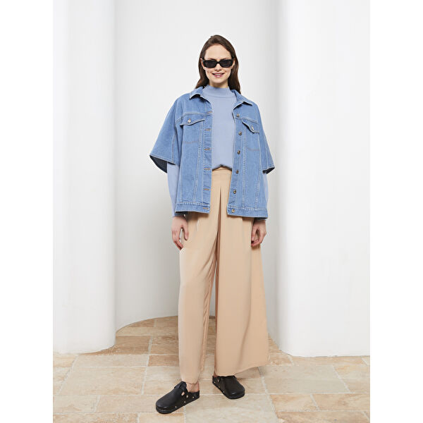 Yarım Balıkçı Yaka Düz Uzun Kollu Kadın Triko Tunik