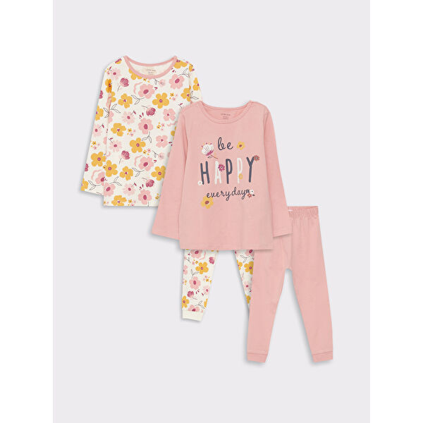 Bisiklet Yaka Uzun Kollu Baskılı Kız Bebek Pijama Takım 4'lü Bisiklet Yaka Uzun Kollu Baskılı Kız Bebek Pijama Takım 4'lü