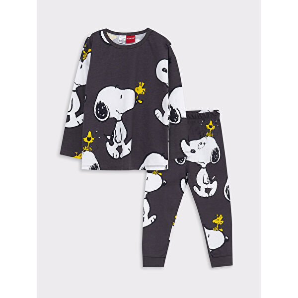 Bisiklet Yaka Uzun Kollu Snoopy Baskılı Erkek Bebek Pijama Takımı Bisiklet Yaka Uzun Kollu Snoopy Baskılı Erkek Bebek Pijama Takımı