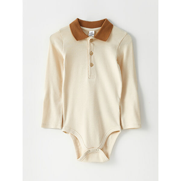 Polo Yaka Uzun Kollu Basic Erkek Bebek Çıtçıtlı Body