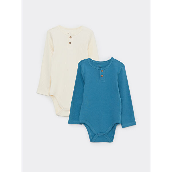 Bisiklet Yaka Uzun Kollu Pamuklu Erkek Bebek Çıtçıtlı Body 2'li Bisiklet Yaka Uzun Kollu Pamuklu Erkek Bebek Çıtçıtlı Body 2'li
