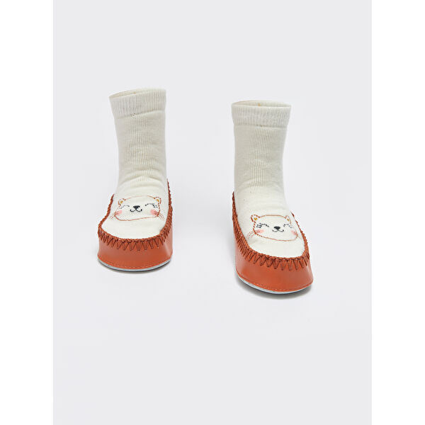 Desenli Kız Bebek Ev Çorabı