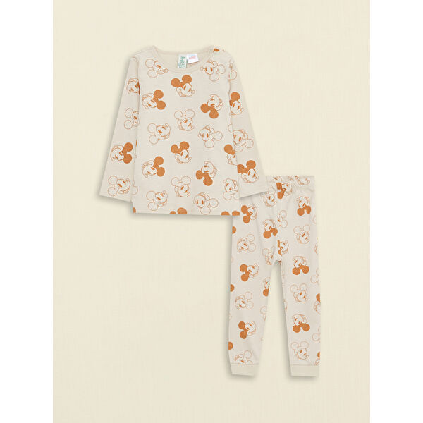 Bisiklet Yaka Uzun Kollu Mickey Mouse Baskılı Organik Pamuklu Erkek Bebek Pijama Takımı 2'li Bisiklet Yaka Uzun Kollu Mickey Mouse Baskılı Organik Pamuklu Erkek Bebek Pijama Takımı 2'li