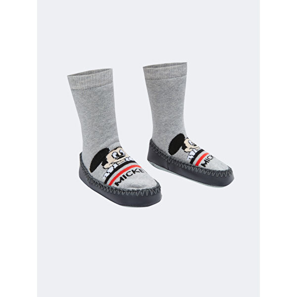 Mickey Mouse Desenli Erkek Bebek Ev Çorabı