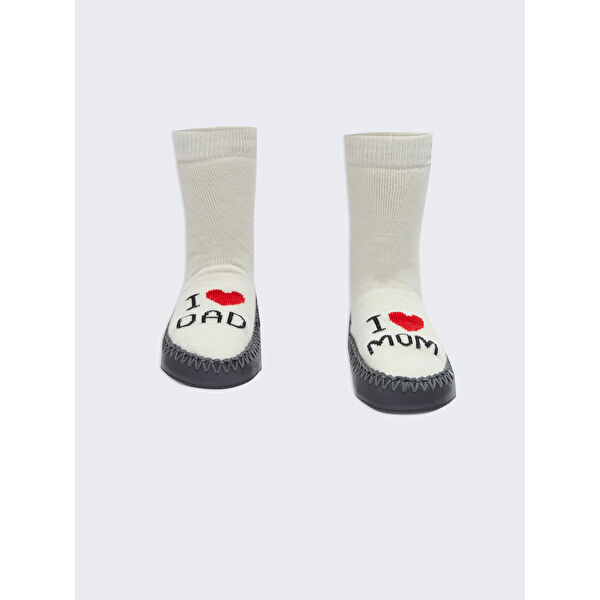 Desenli Erkek Bebek Ev Çorabı