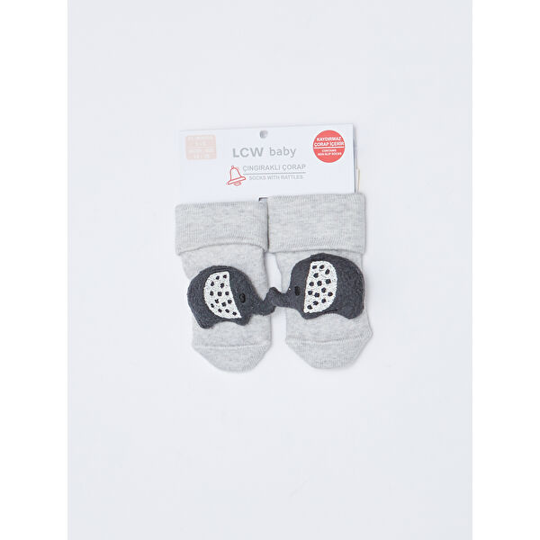 Çıngıraklı Erkek Bebek Ev Çorabı