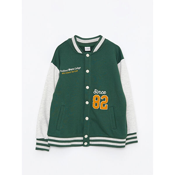 Kolej Yaka Baskılı Uzun Kollu Erkek Çocuk Hırka