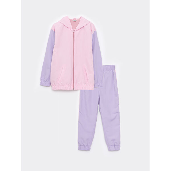 Kapüşonlu Renk Bloklu Uzun Kollu Kız Çocuk Eşofman Takım Kapüşonlu Renk Bloklu Uzun Kollu Kız Çocuk Eşofman Takım