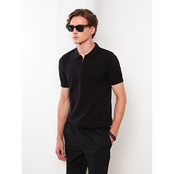 Polo Yaka Kısa Kollu Erkek Triko Kazak