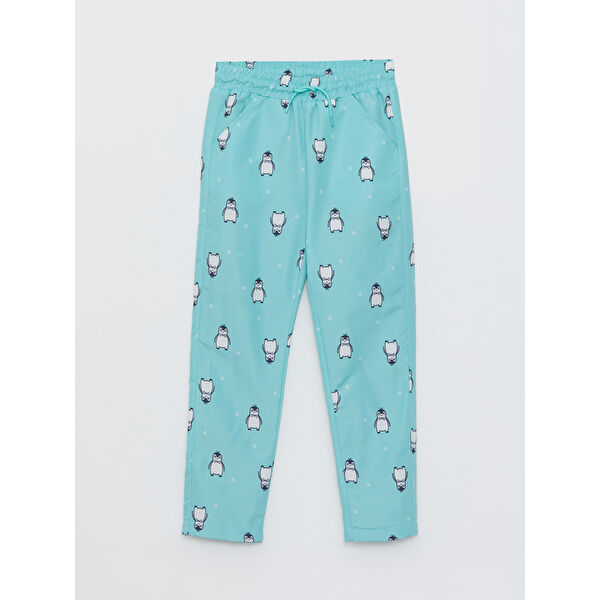 Beli Lastikli Desenli Polar Astarlı Kız Çocuk Pantolon