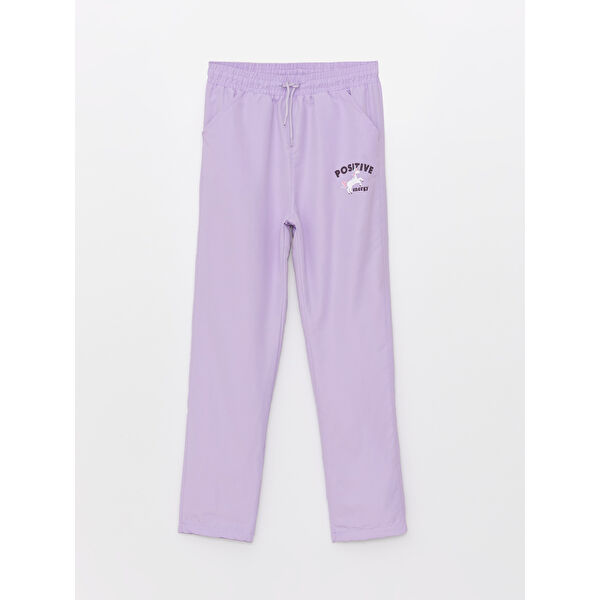 Beli Lastikli Baskılı Kız Çocuk Pantolon