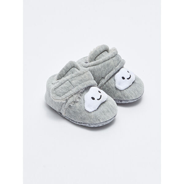 3D Aplike Detaylı Cırt Cırtlı Erkek Bebek Yürüme Öncesi Ev Ayakkabısı