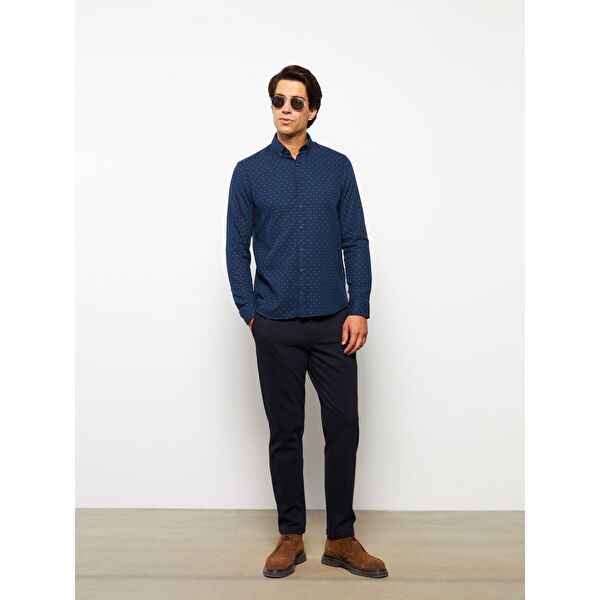 Slim Fit Uzun Kollu Desenli Armürlü Erkek Gömlek Slim Fit Uzun Kollu Desenli Armürlü Erkek Gömlek