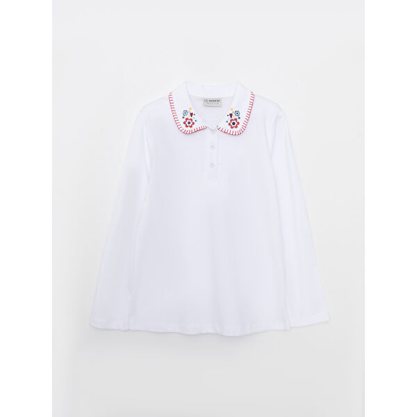 Polo Yaka Baskılı Uzun Kollu Kız Çocuk Tişört Polo Yaka Baskılı Uzun Kollu Kız Çocuk Tişört